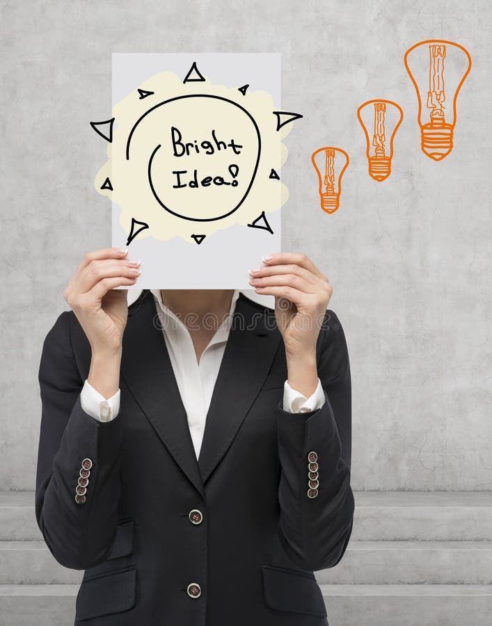Paper with Drawing Bright Idea Stock Photo - Image of businesspeople ...