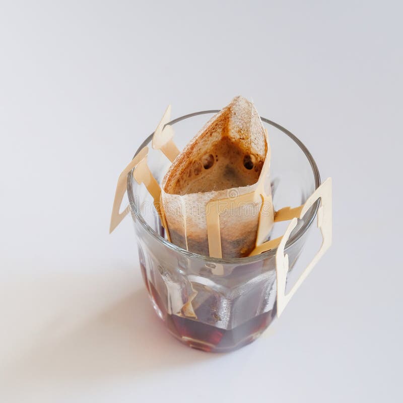 Paper Drip or Brewed Bag of Coffee Stock Image - Image of aroma, drip ...