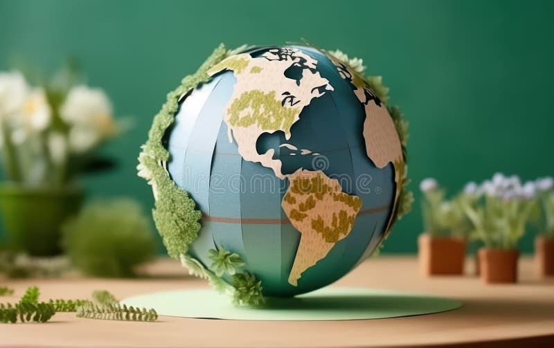 Paper Earth Globe Model. Created by Generative Artificial Intelligence ...