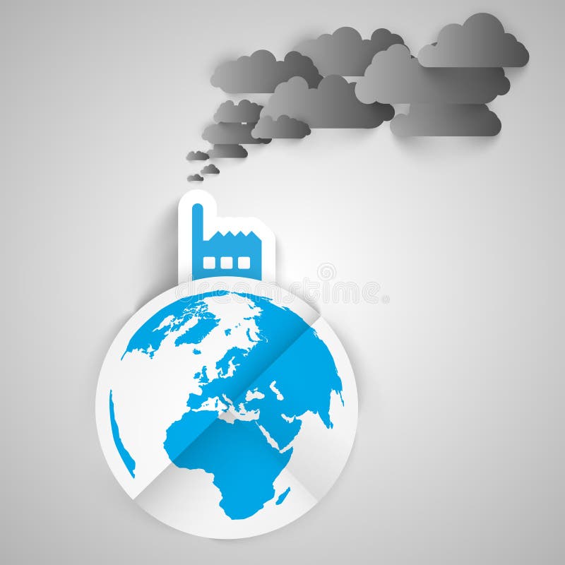 Paper Earth Illustration with Factory, Vector Stock Vector ...