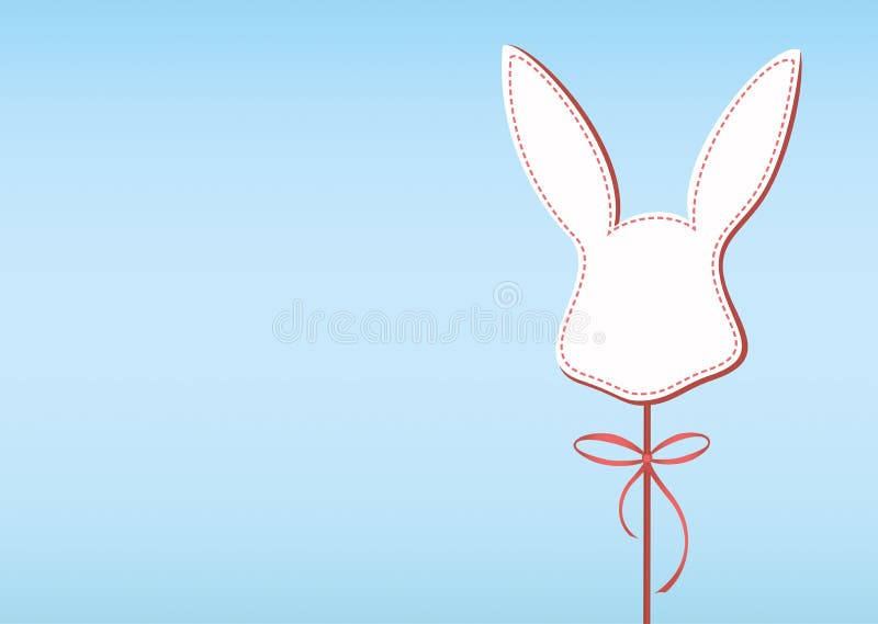 Paper Easter Bunny. Head of a Rabbit on a Stick with a Bow Stock Vector ...