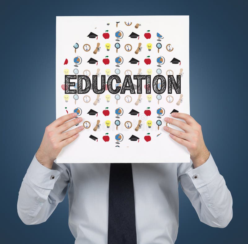 Paper with education icons stock photo. Image of learning - 52055914