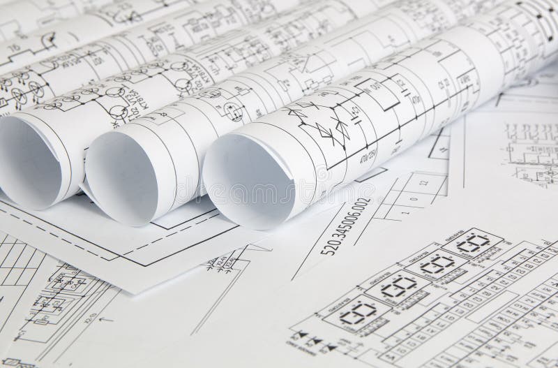 Paper Electrical Engineering Drawings Close Up Stock Photos - Free ...