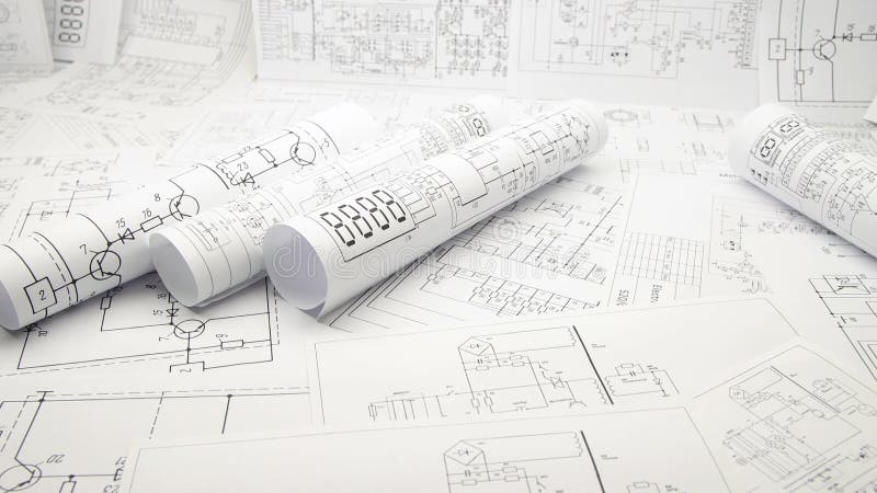 Paper Electrical Engineering Drawings. Work of an Electronic Engineer ...
