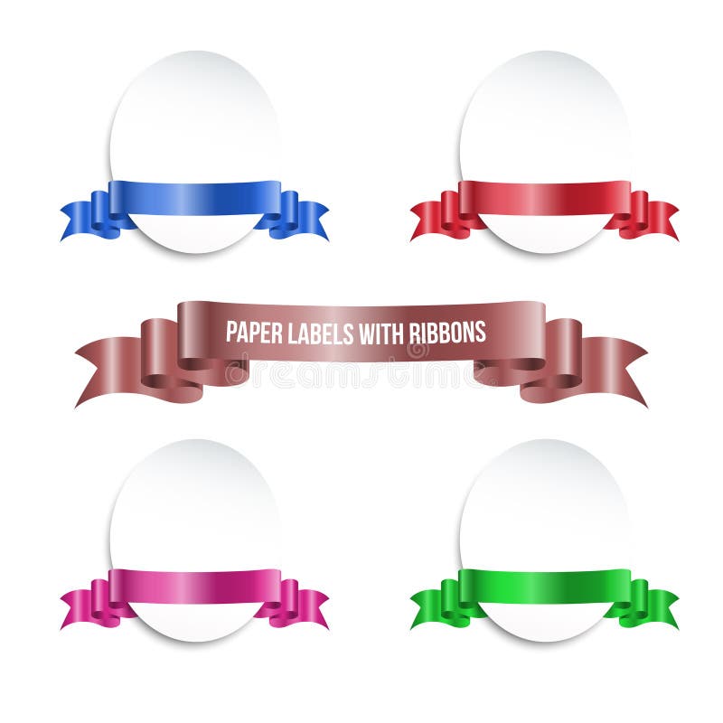 Paper Ellipse Labels with Color Ribbons and Shadow. Vector Stock Vector ...