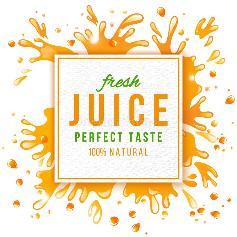 Paper Emblem with Juice Splashes Stock Vector - Illustration of ...