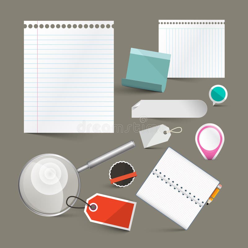 Paper Empty Labels Vector Set Stock Vector - Illustration of magnifying ...