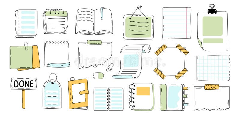 Paper Empty Sheet in Doodle Style. Sketch Stikers Vector Illustration ...