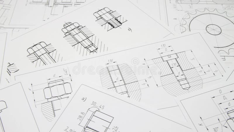 Paper Engineering Drawings of Industrial Driving Roller Chain Stock ...