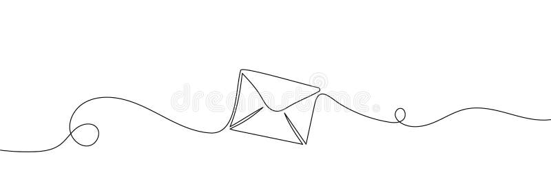 Paper Envelope Drawn in One Line on a White Background Stock Vector ...