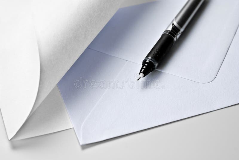 Letter Paper, Envelope and Pen Stock Image - Image of commercial ...