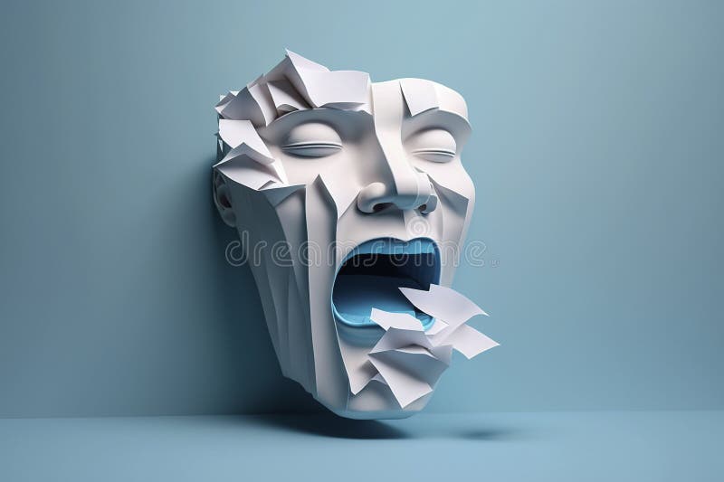 Paper Face Concept. Generative AI. Stock Illustration - Illustration of ...