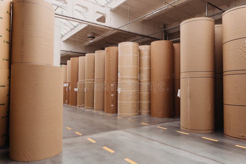 Paper Factory Rolls of Paper Stock Image - Image of large ...
