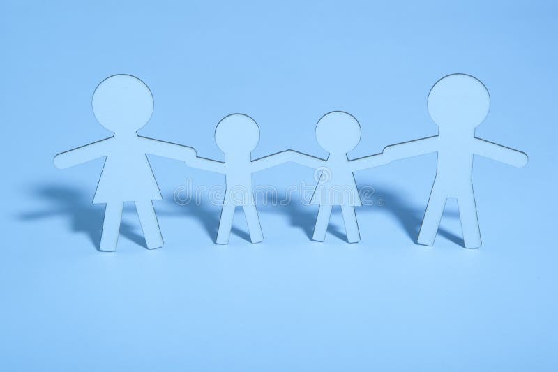 Paper Family on Blue Background Stock Photo - Image of paper ...
