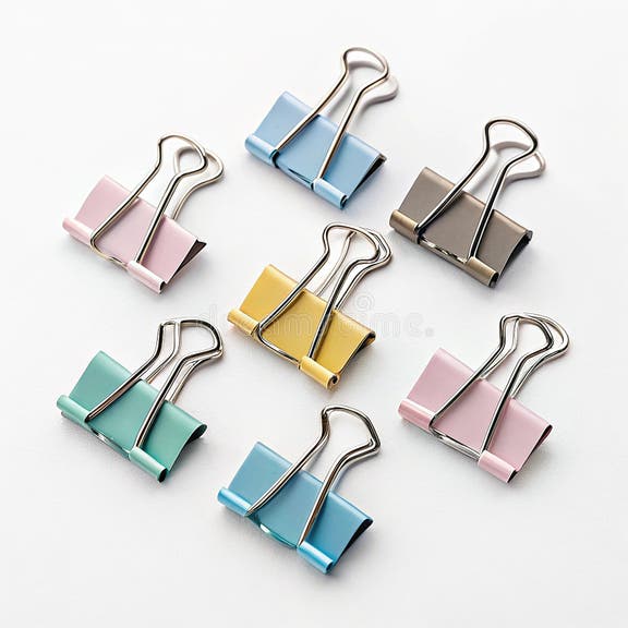 Paper Fasteners Set for Securing Documents on White Background Stock ...