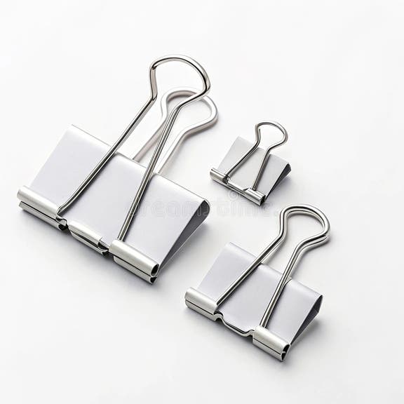 Paper Fasteners Set for Securing Documents on White Background Stock ...