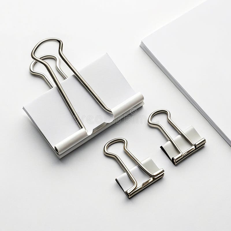 Paper Fasteners Set for Securing Documents on White Background Stock ...