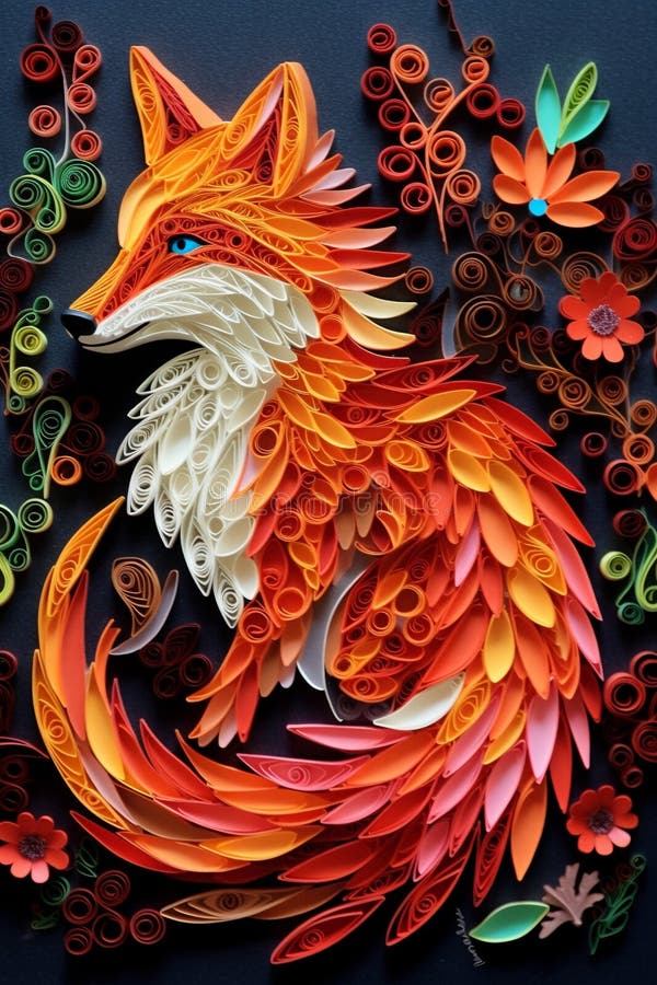 Paper Figure in the Form of a Fox Stock Illustration - Illustration of ...