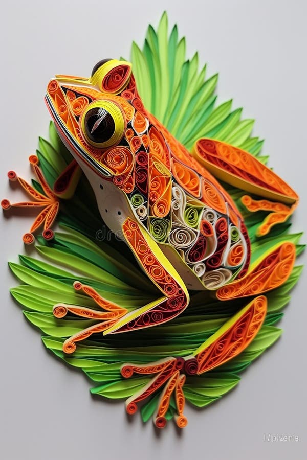 Paper Figure in the Form of a Frog Stock Illustration - Illustration of ...