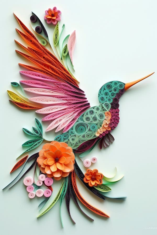 Paper Figure in the Form of a Cute Hummingbird Stock Illustration ...