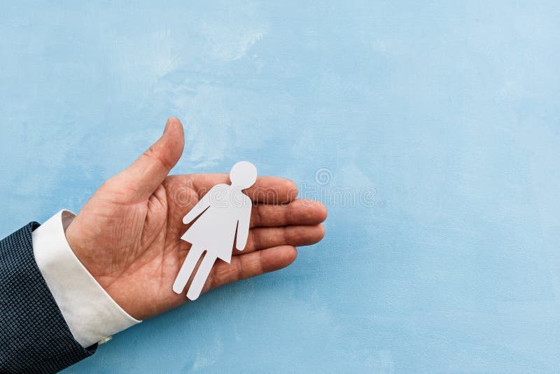 Paper Figure of a Woman in a Man`s Hand. Stock Photo - Image of ...