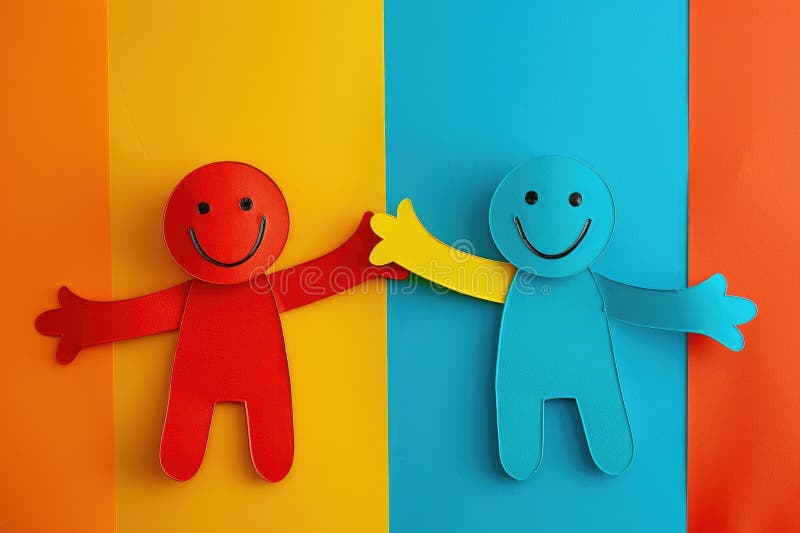 Paper Figures in Blue, Yellow, and Orange a Playful Paper-craft Style ...