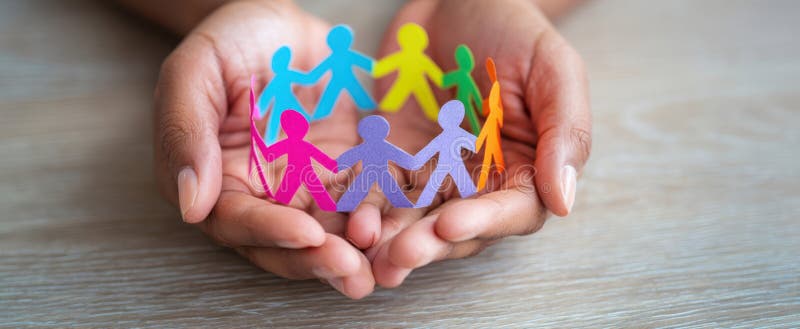 The Paper Figures Symbolize Unity and Collaboration Held in Caring ...