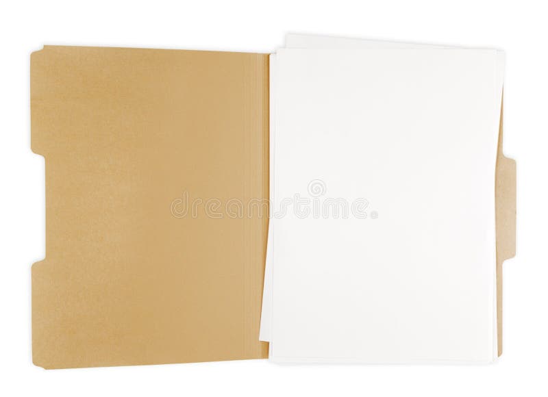 Opened File Folder with White Paper in it Stock Photo - Image of ...