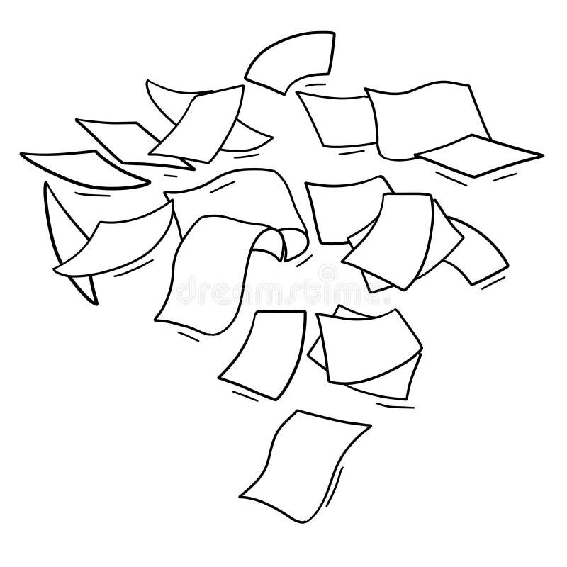 Paper Files of Documents Fall Down. Flying Sheets. Blank Sheet Stock ...