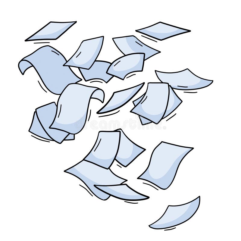 Paper Files of Documents Fall Down. Flying Sheets. Blank Sheet Stock ...