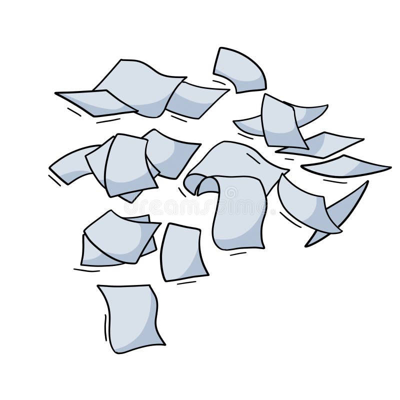 Paper Files of Documents Fall Down. Flying Sheets. Blank Sheet Stock ...