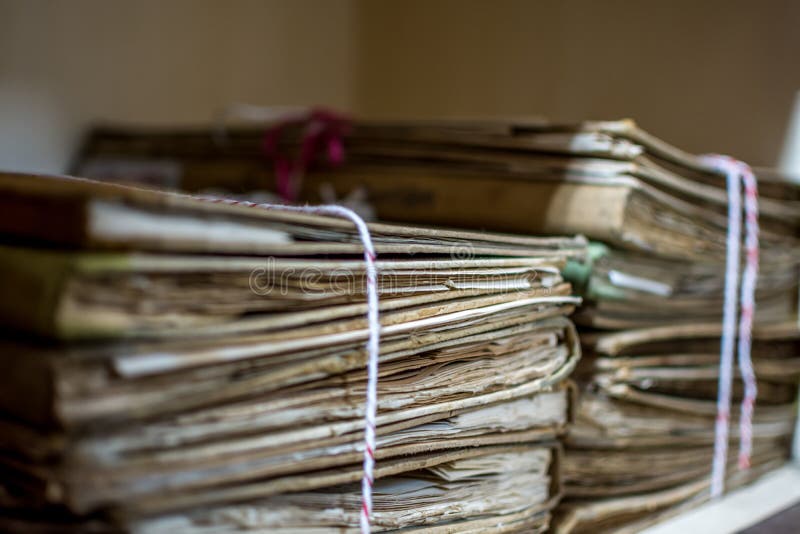 Paper Files in Folder Old Documents or Old Letter Stock Image - Image ...