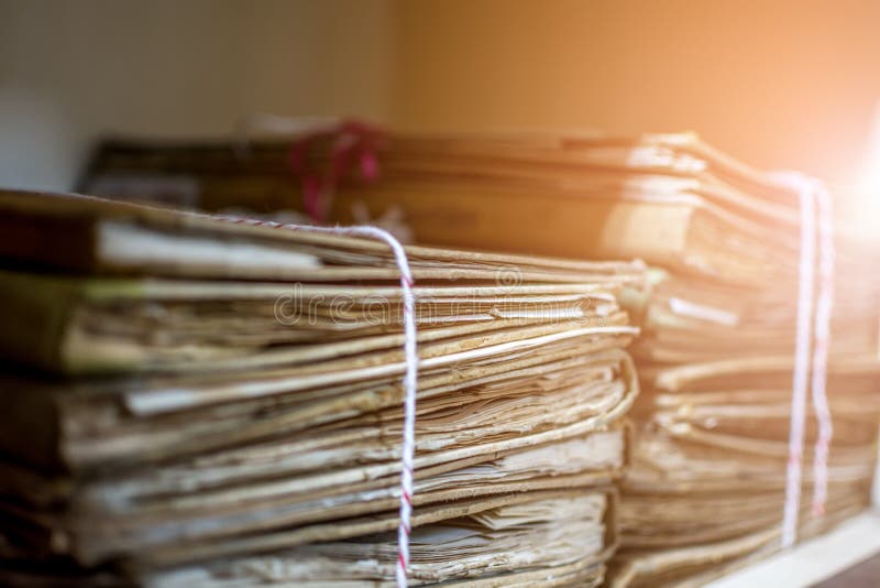 Paper Files in Folder Old Documents or Old Letter Stock Image - Image ...