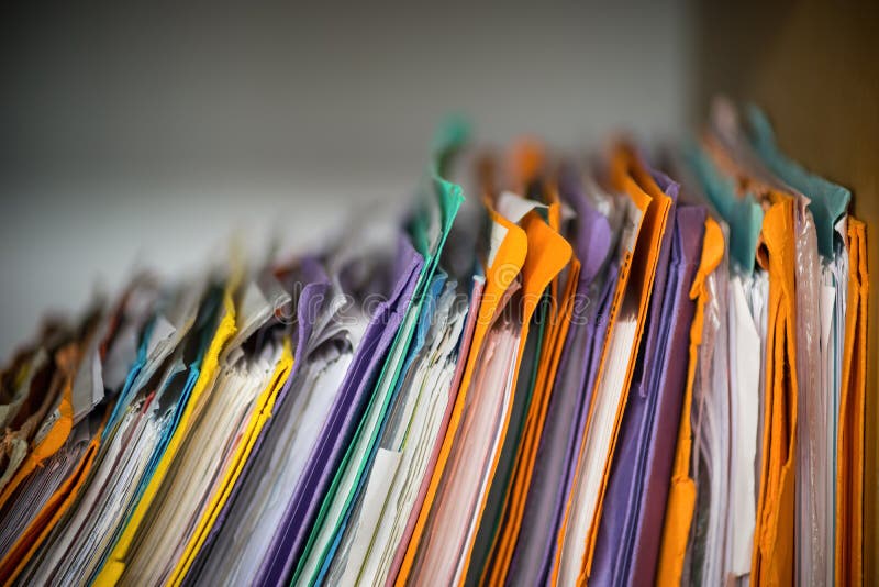Paper Files in Folders, Old Documents for Storage. Stock Image - Image ...