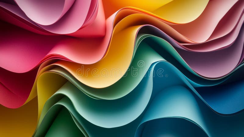 Paper Filigree Strips Folded in Waves in a Colorful Abstract Style ...