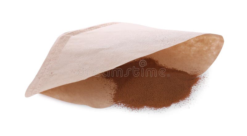Paper Filter and Instant Coffee Powder Isolated on White Stock Image ...