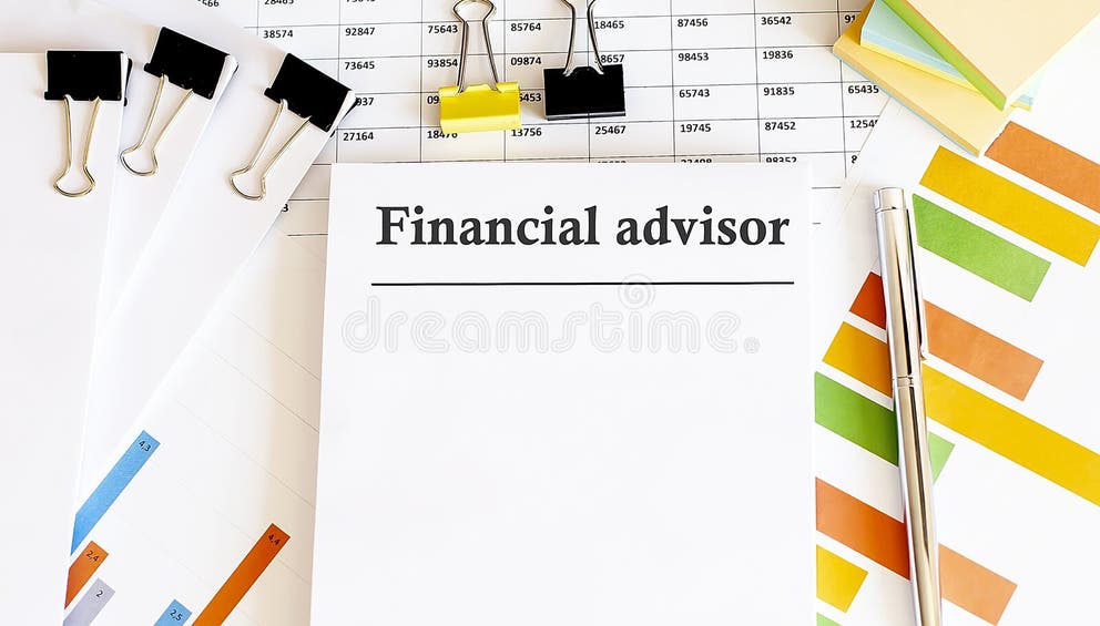 Paper with FINANCIAL ADVISOR on a Table with Chart Stock Image - Image ...