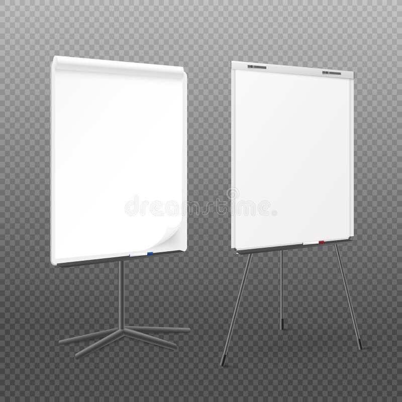 Flip Chart on Tripod in Realistic Vector Illustration, Whiteboard for ...