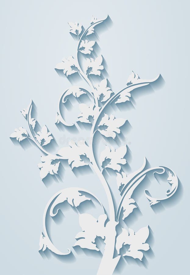 Paper Floral Branch in Cut of Paper Style. Stock Vector - Illustration ...