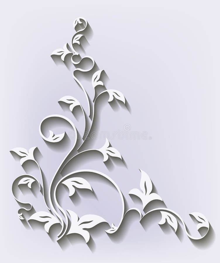 Paper Floral Corner in Cut of Paper Style. Stock Vector - Illustration ...