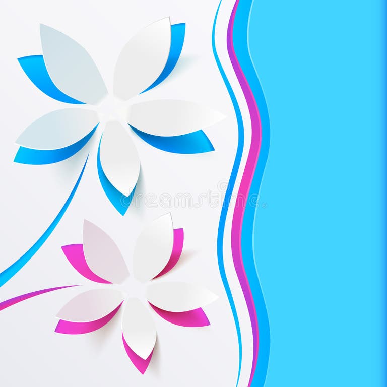 Paper Flower Vector Greeting Card Template Stock Vector - Illustration ...