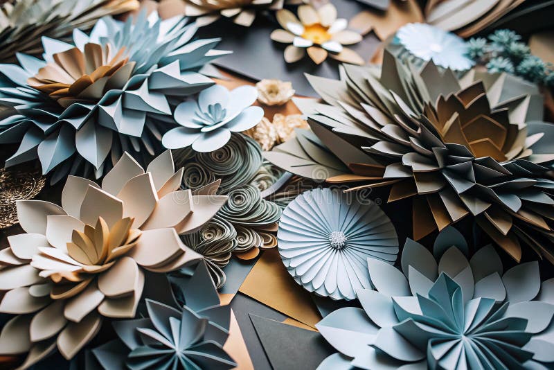 Paper Flowers Arrangement, Studio, Layered Design, Creative Craft Stock ...