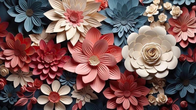 Paper flowers background stock illustration. Illustration of abstract ...