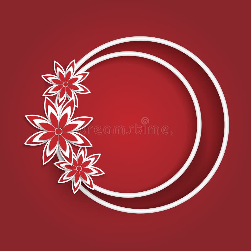 Paper Flowers, Round Frame for Decoration. Stock Vector - Illustration ...