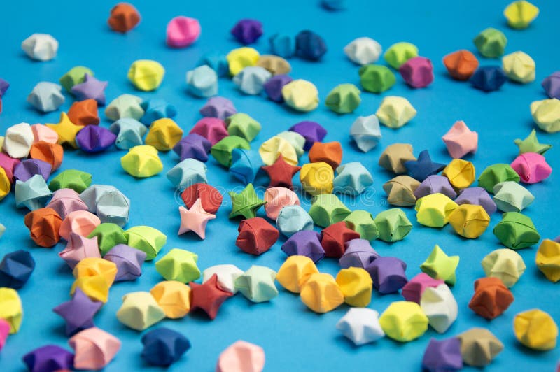 Paper Folded into the Shape of a 5-pointed Star, Multi-colored Stock ...