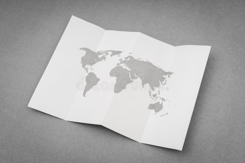 Paper Folded with World Map . Stock Photo - Image of elegant, paper ...