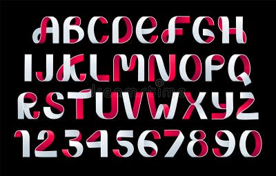 Paper Folding Alphabet Vector. White and Black Ribbon Script Font Stock ...