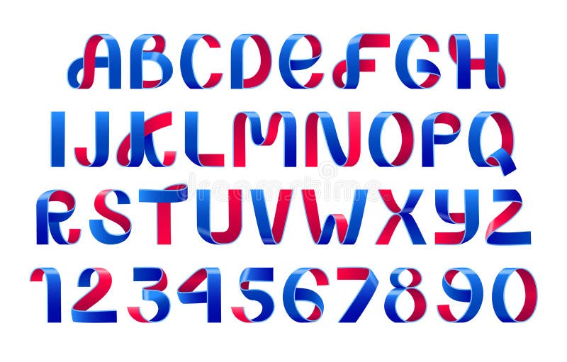 Paper Folding Alphabet Vector. White and Black Ribbon Script Font Stock ...