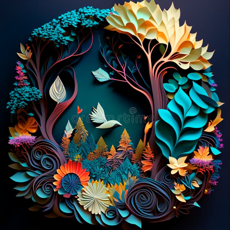 A Paper Forest Created Using Paper Quilling Techniques Would Involve ...