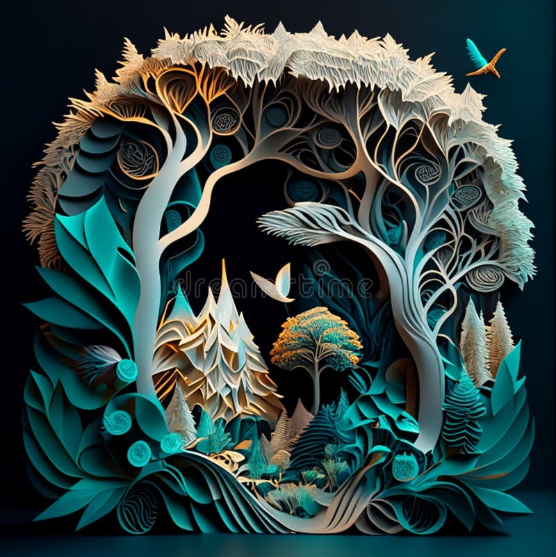 A Paper Forest Created Using Paper Quilling Techniques Would Involve ...